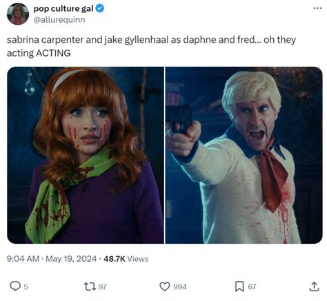 Snl Jake Gyllenhaal And Sabrina Carpenter Appear Together In Bloody