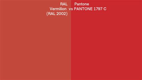 Ral Vermilion Ral 2002 Vs Pantone 1797 C Side By Side Comparison