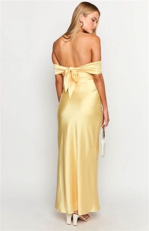 Seraphina Yellow Off The Shoulder Maxi Dress Beginning Boutique Us