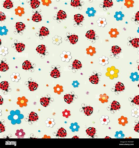Seamless Ladybug Vector Pattern Stock Vector Image Art Alamy