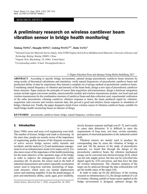 Pdf A Preliminary Research On Wireless Cantilever Beam Vibration Sensor In Bridge Health