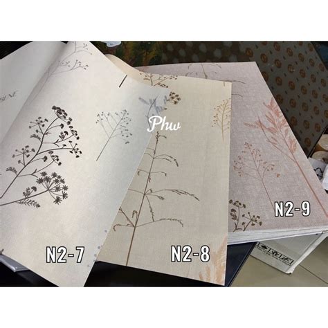 Jual Wallpaper Dinding Daun Soft Abu Hijau Cream Simple Minimalis