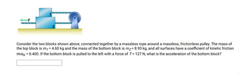 Solved Consider The Two Blocks Shown Above Connected Together By