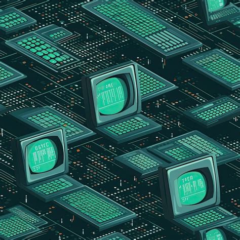 Premium Ai Image Retro Computer Terminal With Matrix Code