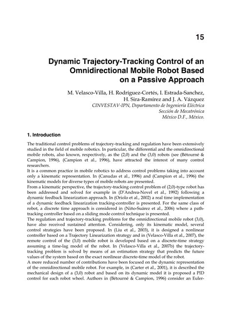 Pdf Dynamic Trajectory Tracking Control Of An Omnidirectional Mobile