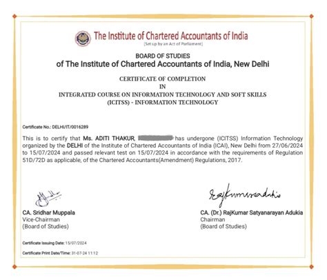 Completed Icai Course On It Skills Aditi Thakur Posted On The Topic
