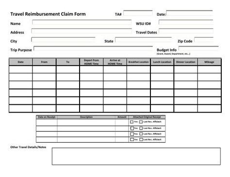 Travel Reimbursement Claim Form