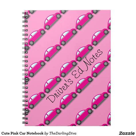 Cute Pink Car Notebook Zazzle Pink Notebook Pink Car Cute Pink