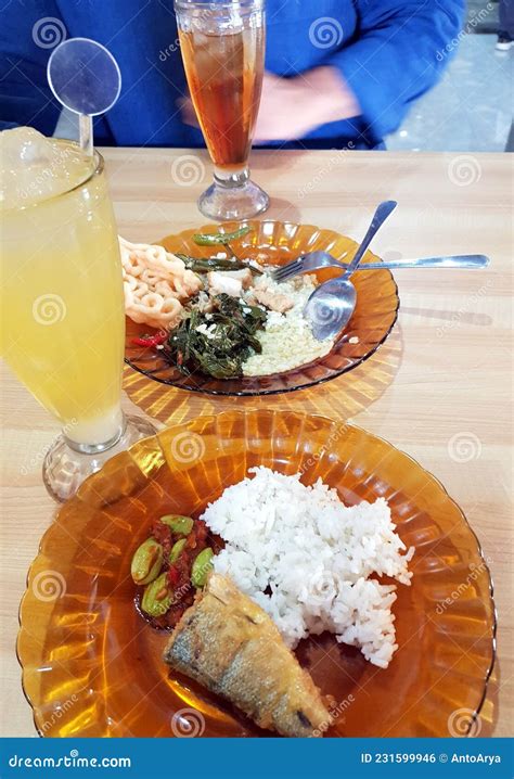 Traditional Indonesian Culinary Food A Plate Of White Rice And Fried