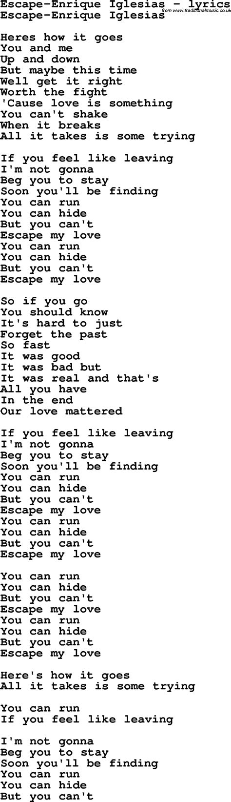 Love Song Lyrics Forescape Enrique Iglesias