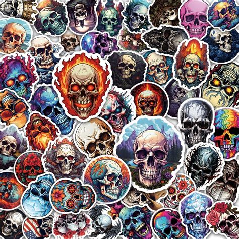 Paquete de 100 pegatinas con forma de calavera (tamaño grande ...