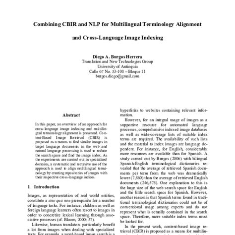 Combining Cbir And Nlp For Multilingual Terminology Alignment And Cross Language Image Indexing