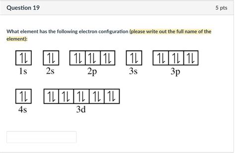 Solved Question Pts What Element Has The Following Chegg Com