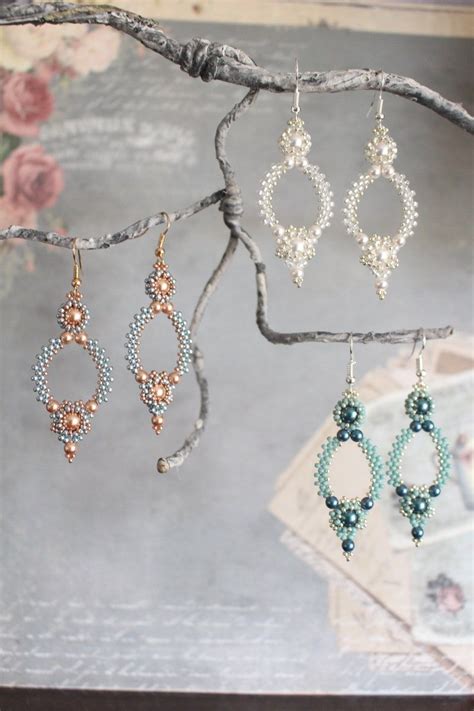 Tutorial For Beadwoven Earrings Lola Pdf Beading Pattern Diy Etsy