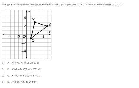 solved triangle xyz is rotated 90° counterclockwise about