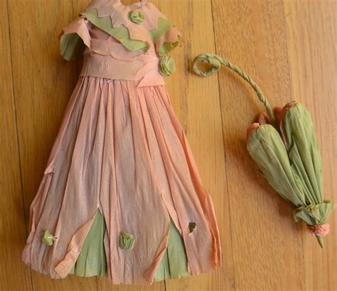 Vintage Crepe Paper Doll Dress With Matching Parasol Needs Head
