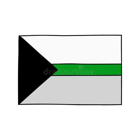 Demiromantic Pride Flag Doodle Icon Vector Color Line Illustration