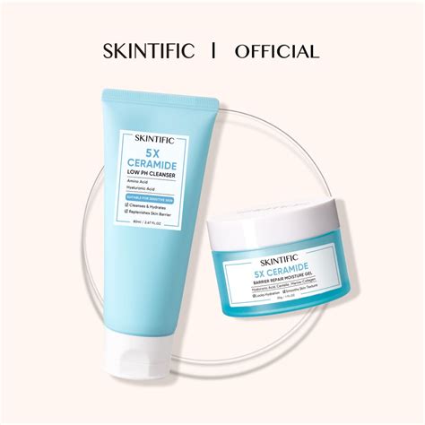 Skintific 2 件套 5x 神經酰胺低 Ph 潔面乳 80g 洗面奶潔面皂潔面乳 5 神經酰胺屏障修復保濕啫喱 蝦皮購物