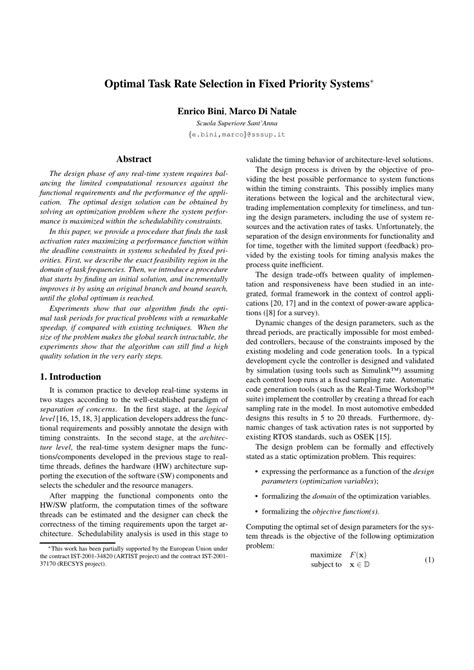 Pdf Optimal Task Rate Selection In Fixed Priority Systems