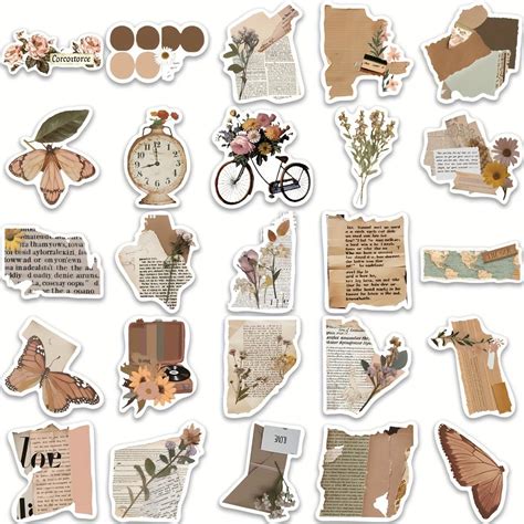 50pz Adesivi Vintage Per Sketchbook Collage Per Decorazione Di