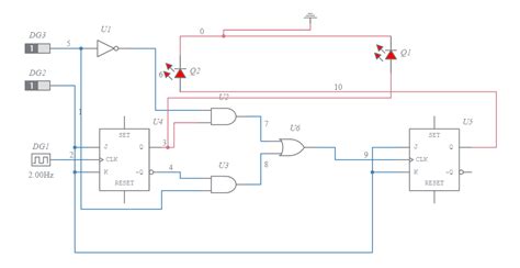 two bit up down counter multisim live