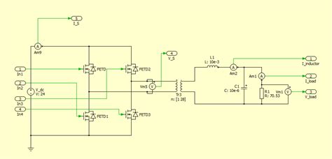 Simulation Full Bridge Inverter With Transformer Source Current Waveform Electrical