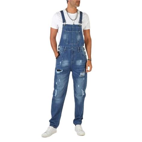 Minetom Salopette En Denim Homme Vintage Coupe Régulière Multipoches De