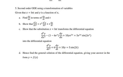 Solved U 5 Second Order Ode Using A Transformation Of