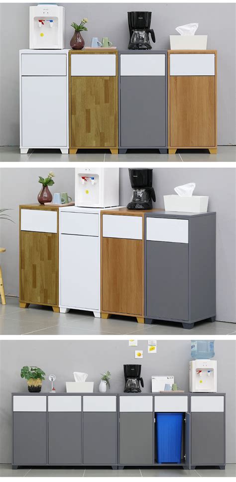 퐁당 분리수거함 쓰레기통 수납장 재활용분리수거함 3칸 스윙도어 카페