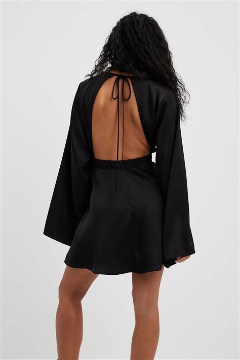 Open Back Off Shoulder Mini Dress Black Na Kd