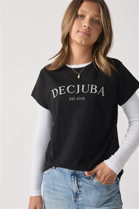 Girls Decjuba Heritage Tee Vanilla Black Decjuba