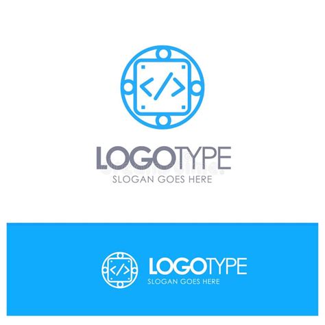 Code Custom Implementation Management Product Blue Outline Logo With Place For Tagline Stock