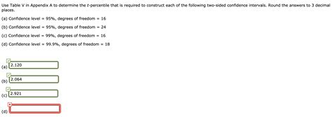 Solved Use Table V In Appendix A To Determine The