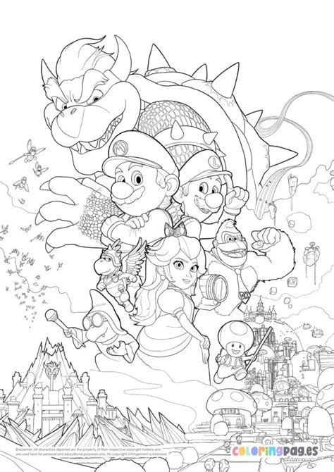 Super Mario Bros Movie Poster Coloring Page Coloringpages In 2023