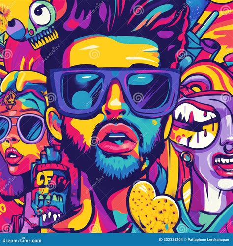 Vibrant Pop Art Portrait Collage Stock Illustration Illustration Of