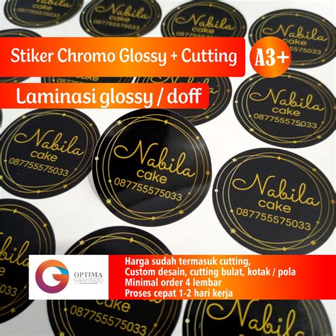 Cetak Stiker Chromo Kromo Laminasi Glossy Doff Cutting Per Lembar