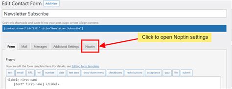 How To Create A Newsletter In Contact Form 7 Noptin Documentation