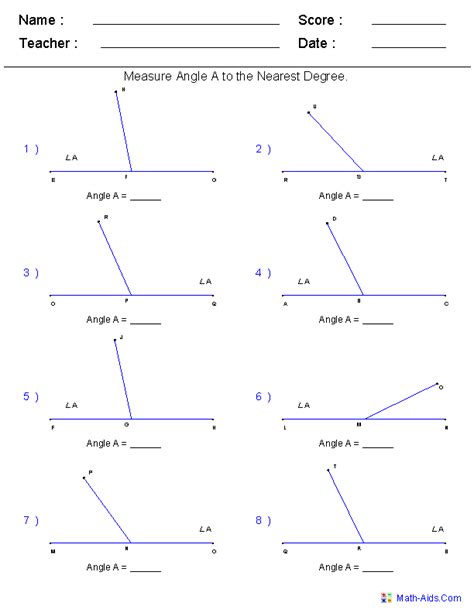 21 4th Grade Math Worksheets Angles Printable Pdf Template