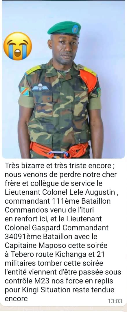 Kevin Muruta on Twitter RDC un câble confirme la mort de plusieurs élément FARDC FDLR à