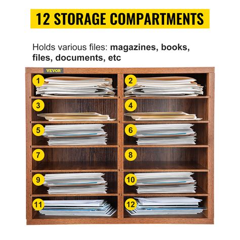 Vevor Files Organizer Wood Literature Organizer 12 Compartments