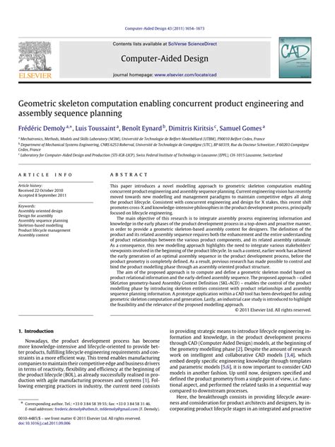 Pdf Geometric Skeleton Computation Enabling Concurrent Product