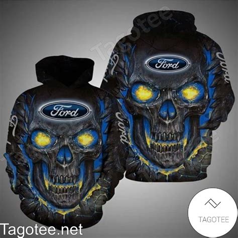 Ford Skull All Over Print Hoodie Tagotee