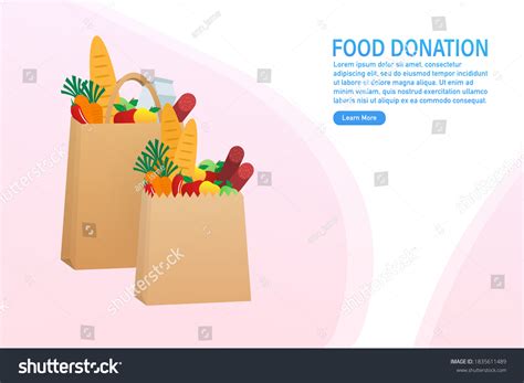 Cartoon Food Donation Flyer Design Food Vetor Stock Livre De Direitos