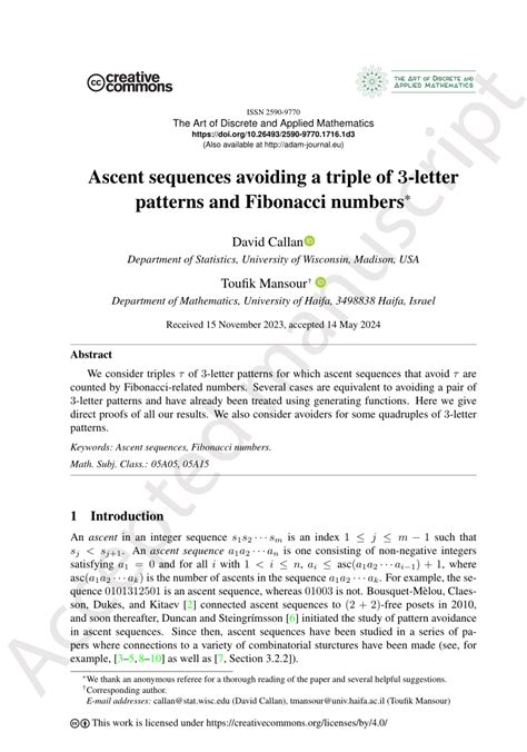 PDF Ascent Sequences Avoiding A Triple Of 3 Letter Patterns And
