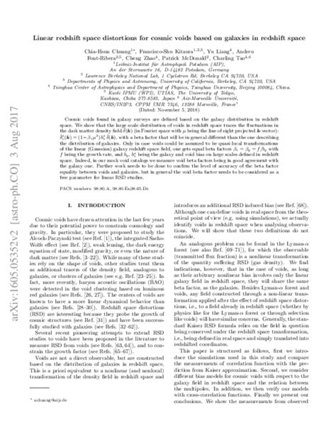 Pdf Linear Redshift Space Distortions For Cosmic Voids Based On Galaxies In Redshift Space