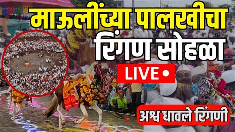 Sant Dnyaneshwar Mauli Palkhi Ringan Live अश्व धावले रिंगणी