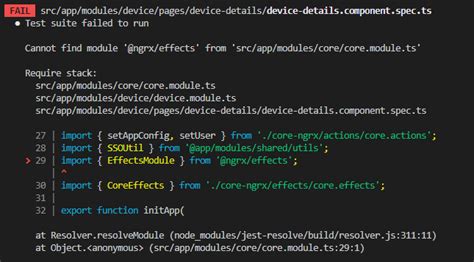 Angular Cannot Find Module Ngrx Effects When Running Tests With