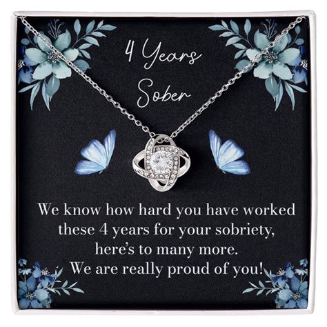 4 Years Sober Necklace Four Years Sober T 4 Years Sober Etsy