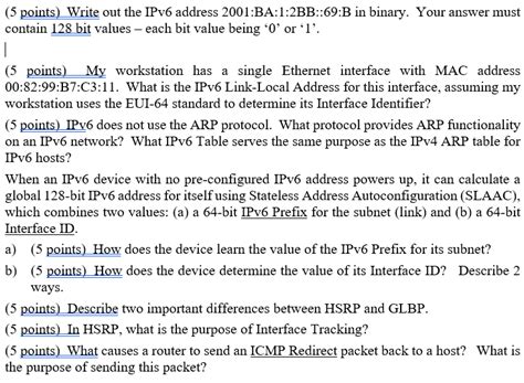Solved 5 Points Write Out The IPv6 Address Chegg Com