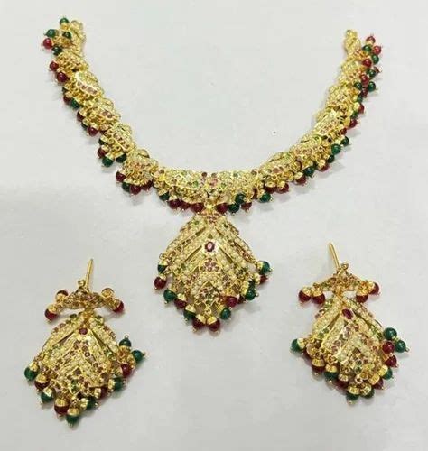 Golden Base Traditional Festival Wear Gold Plated Necklace Set Size Inch At Best Price
